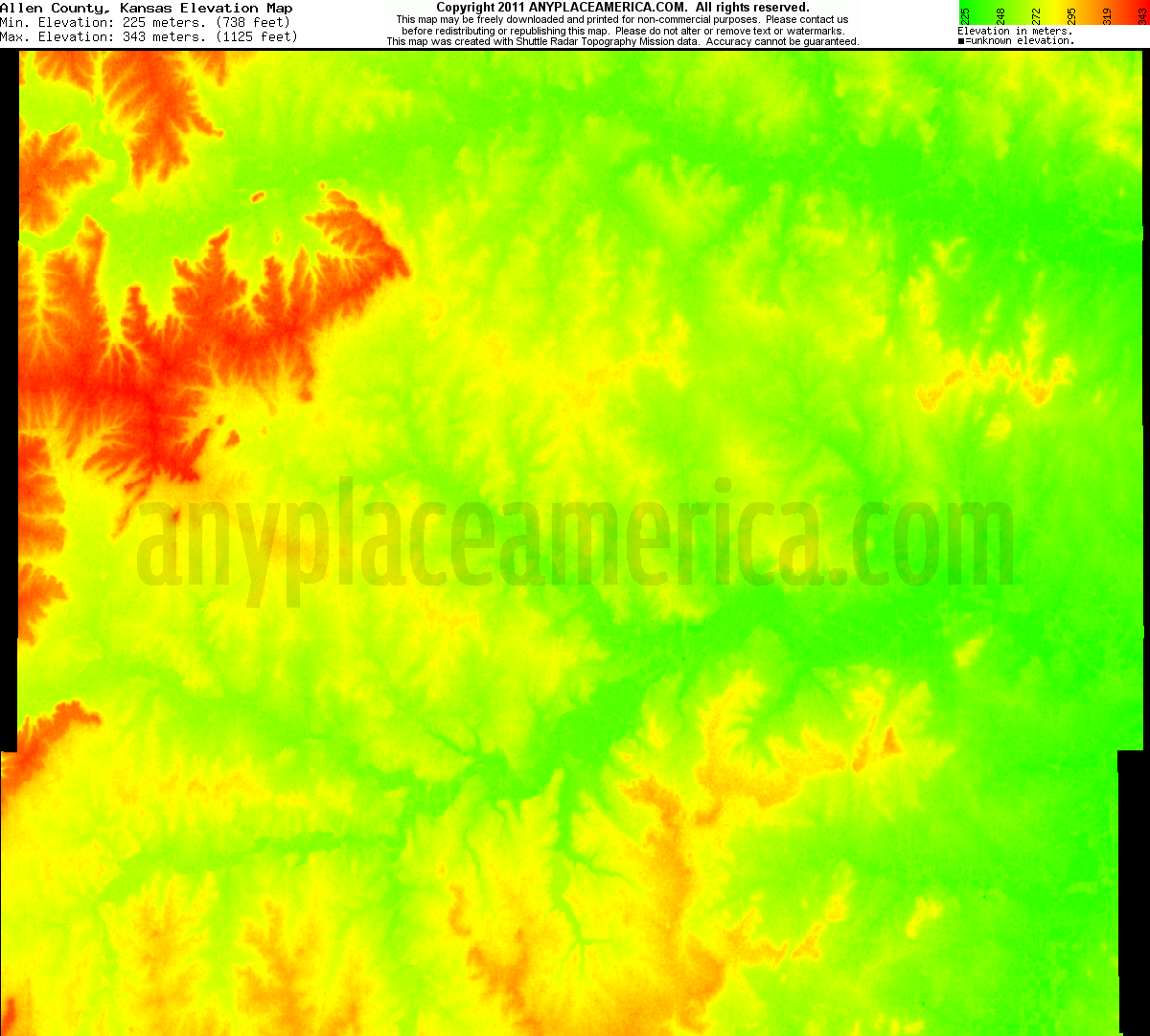 Free Allen County, Kansas Topo Maps & Elevations