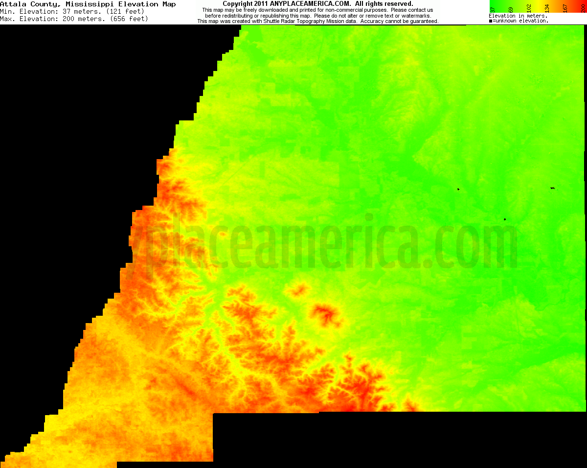 Free Attala County, Mississippi Topo Maps & Elevations
