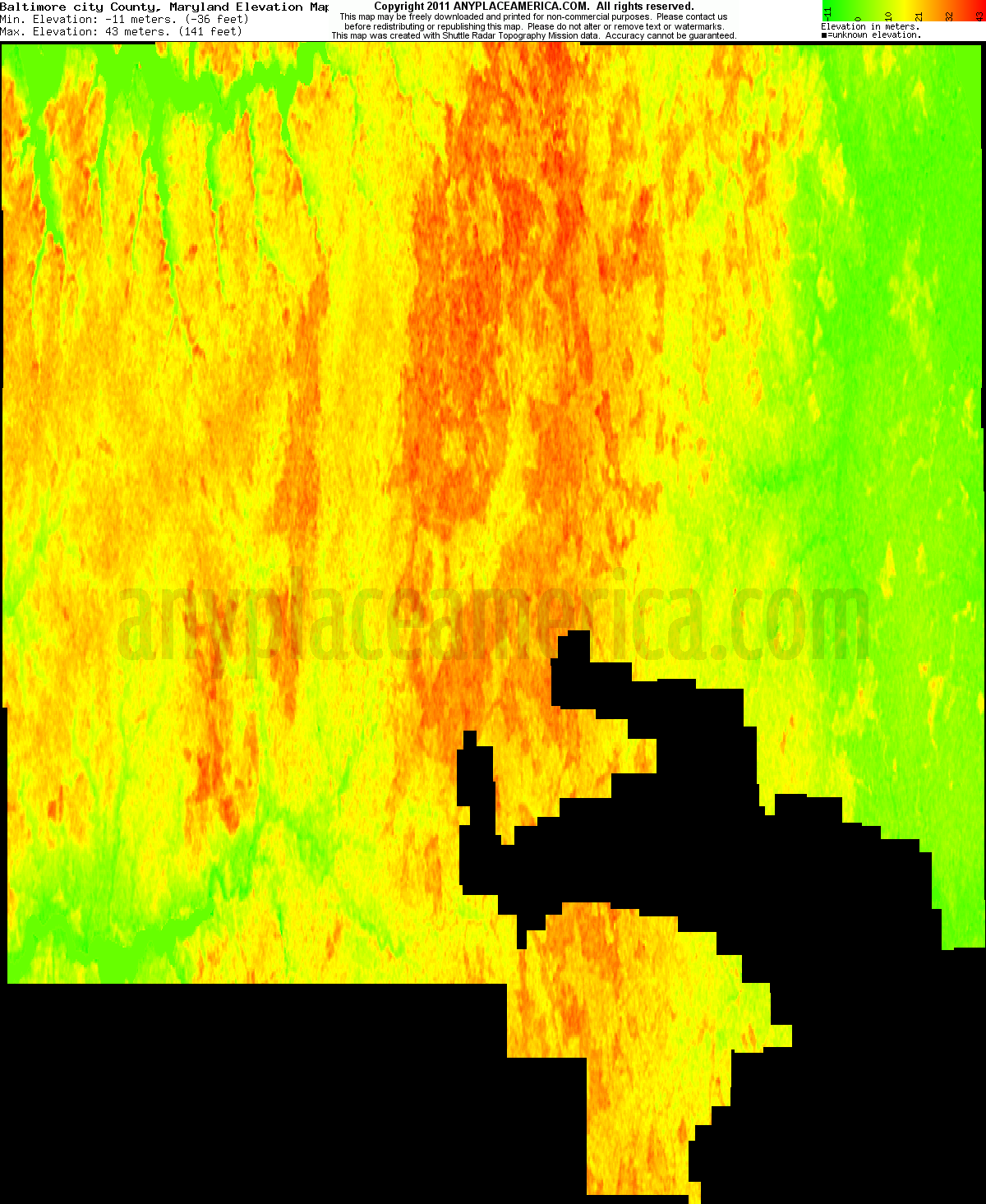 Free Baltimore city, Maryland Topo Maps & Elevations