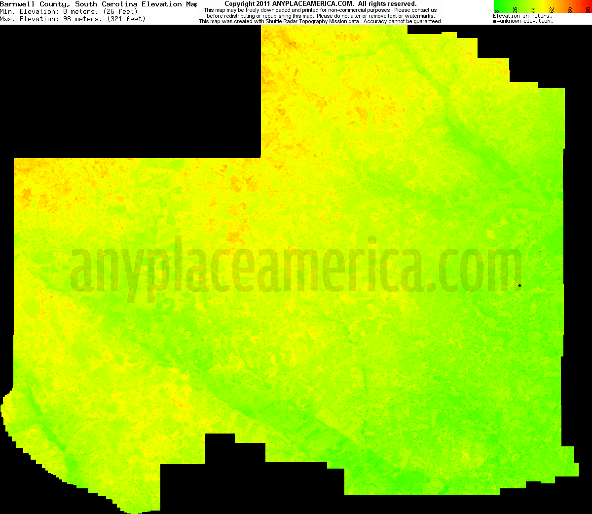 Free Barnwell County, South Carolina Topo Maps & Elevations