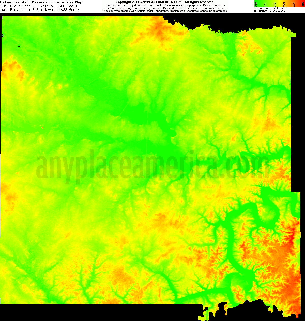 Free Bates County, Missouri Topo Maps & Elevations