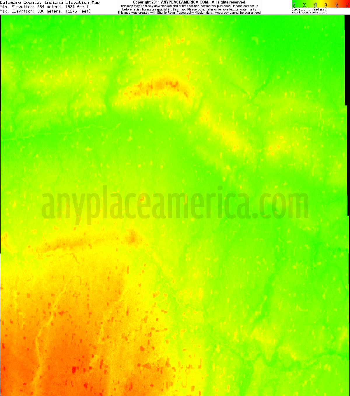 Free Delaware County, Indiana Topo Maps & Elevations