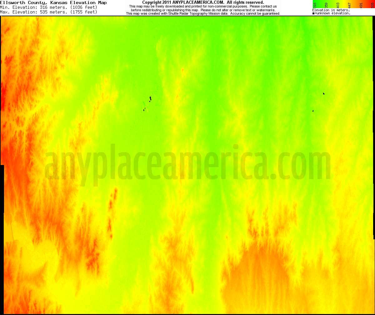 Free Ellsworth County, Kansas Topo Maps & Elevations