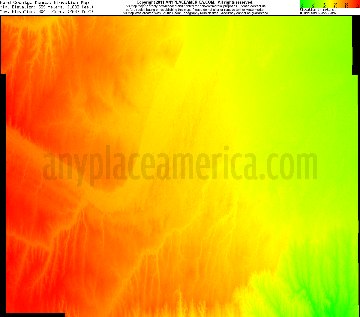 Free Ford County, Kansas Topo Maps & Elevations