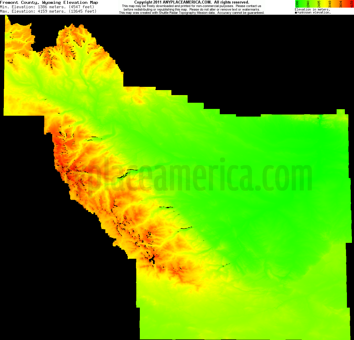 Free Fremont County, Wyoming Topo Maps & Elevations