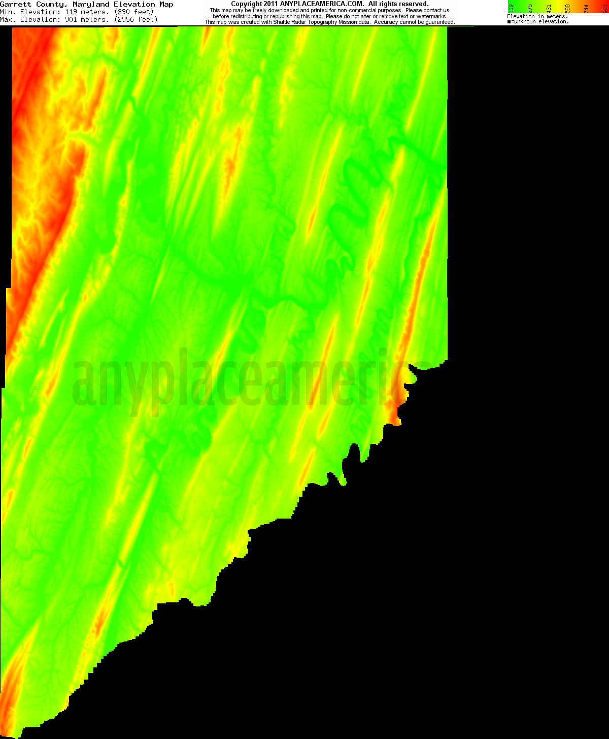 Free Garrett County, Maryland Topo Maps & Elevations