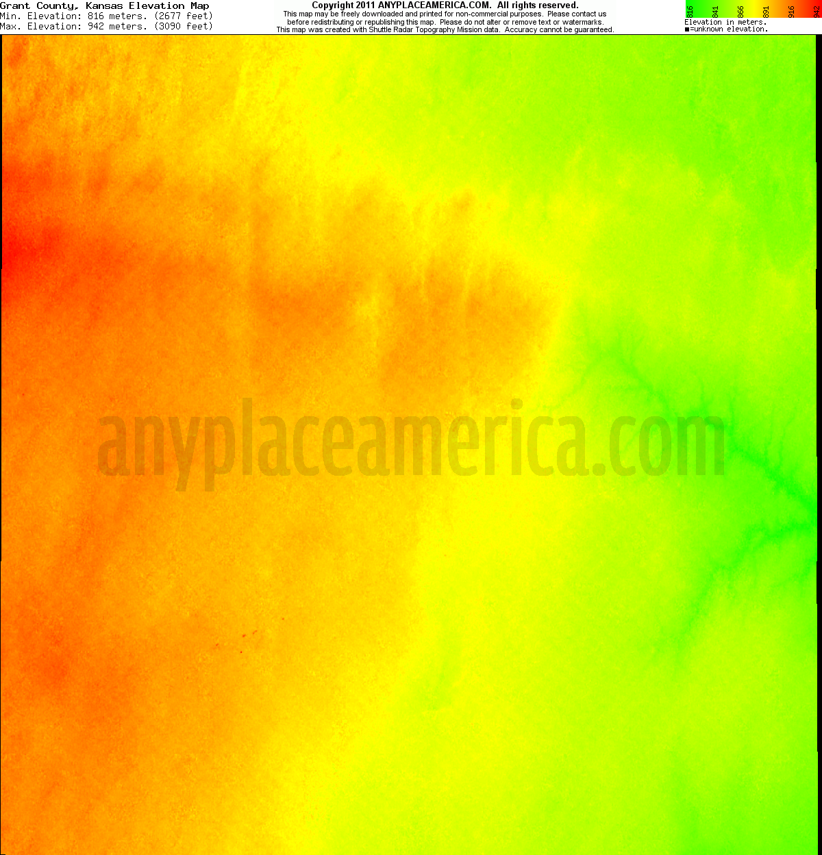 Free Grant County, Kansas Topo Maps & Elevations