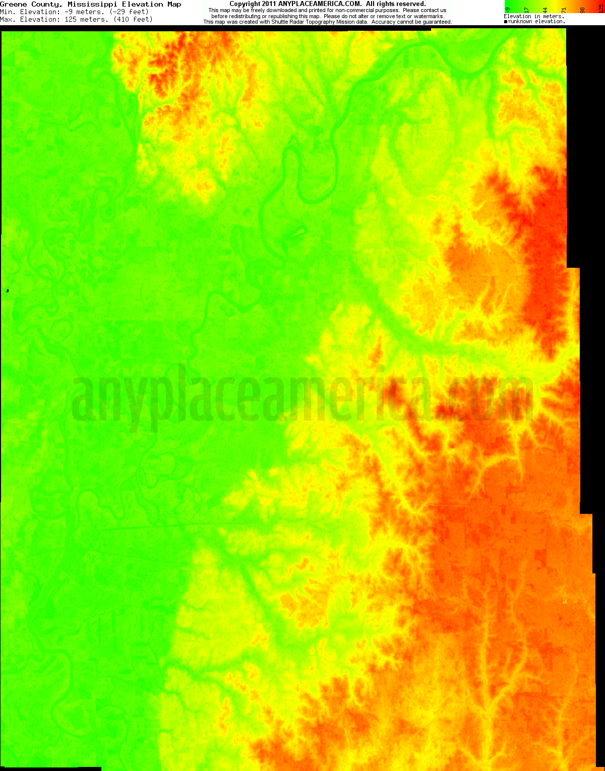 Free Greene County, Mississippi Topo Maps & Elevations