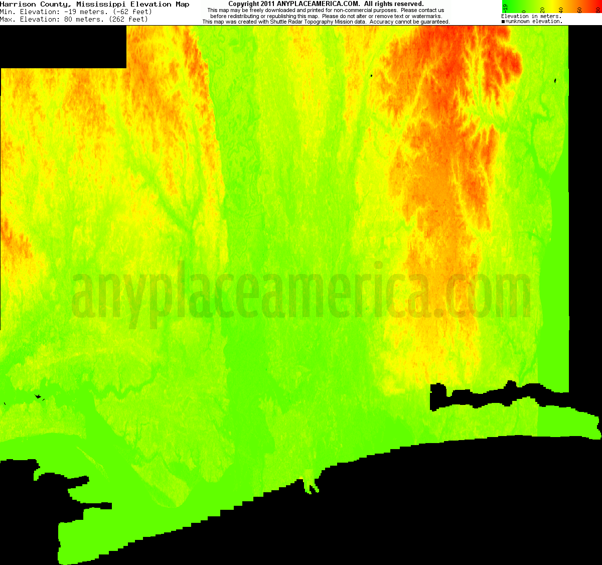 Free Harrison County, Mississippi Topo Maps & Elevations