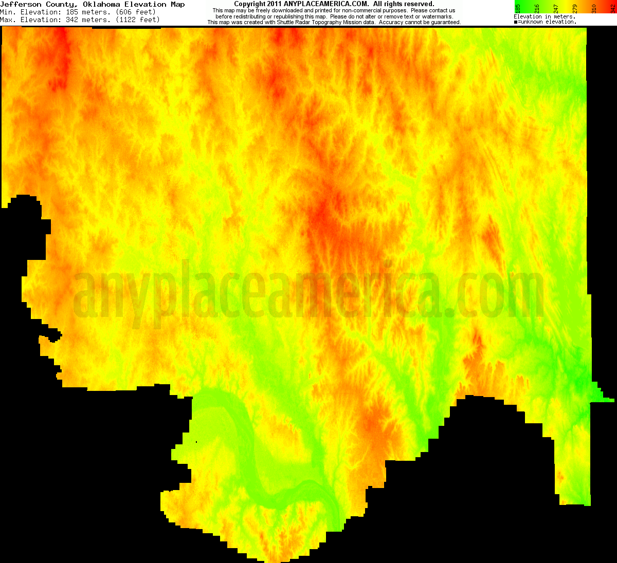 Free Jefferson County, Oklahoma Topo Maps & Elevations