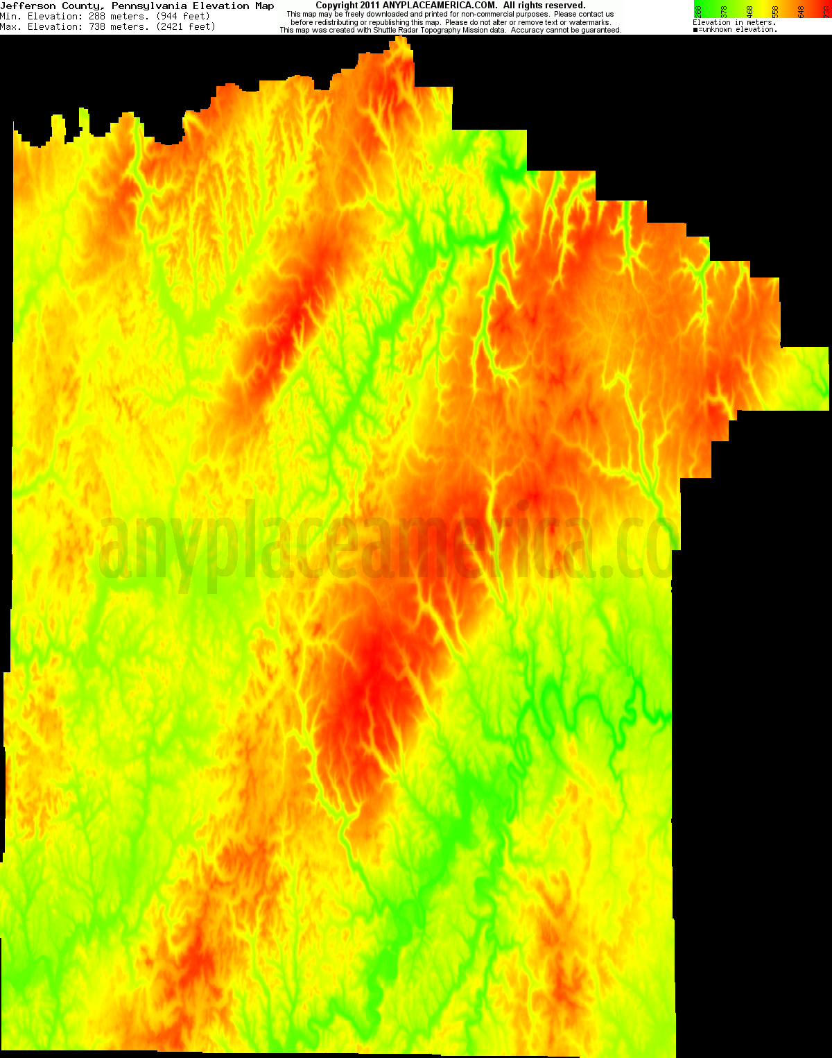 Free Jefferson County, Pennsylvania Topo Maps & Elevations