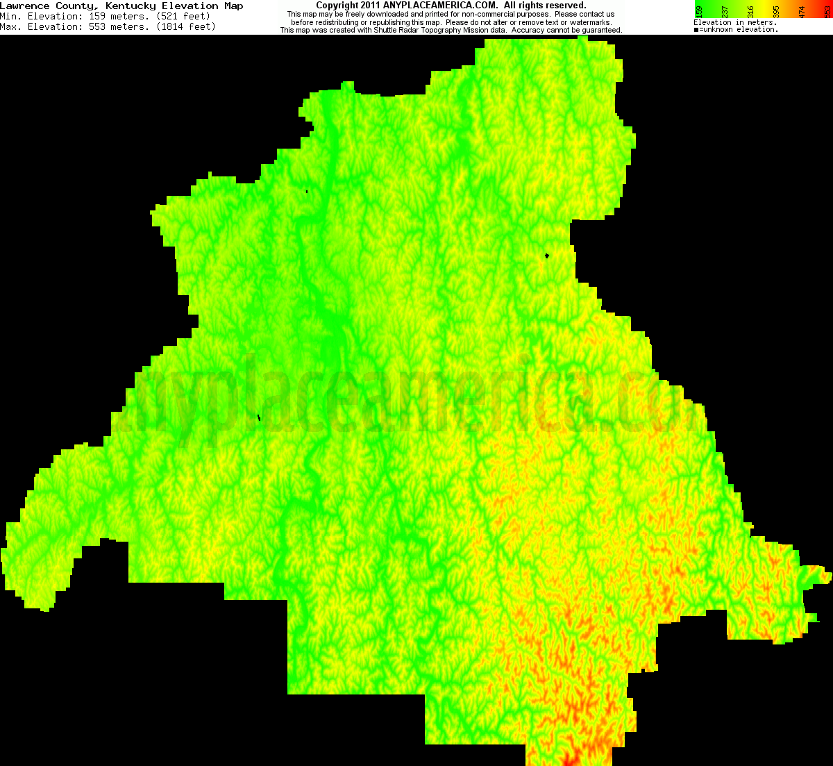 Free Lawrence County, Kentucky Topo Maps & Elevations