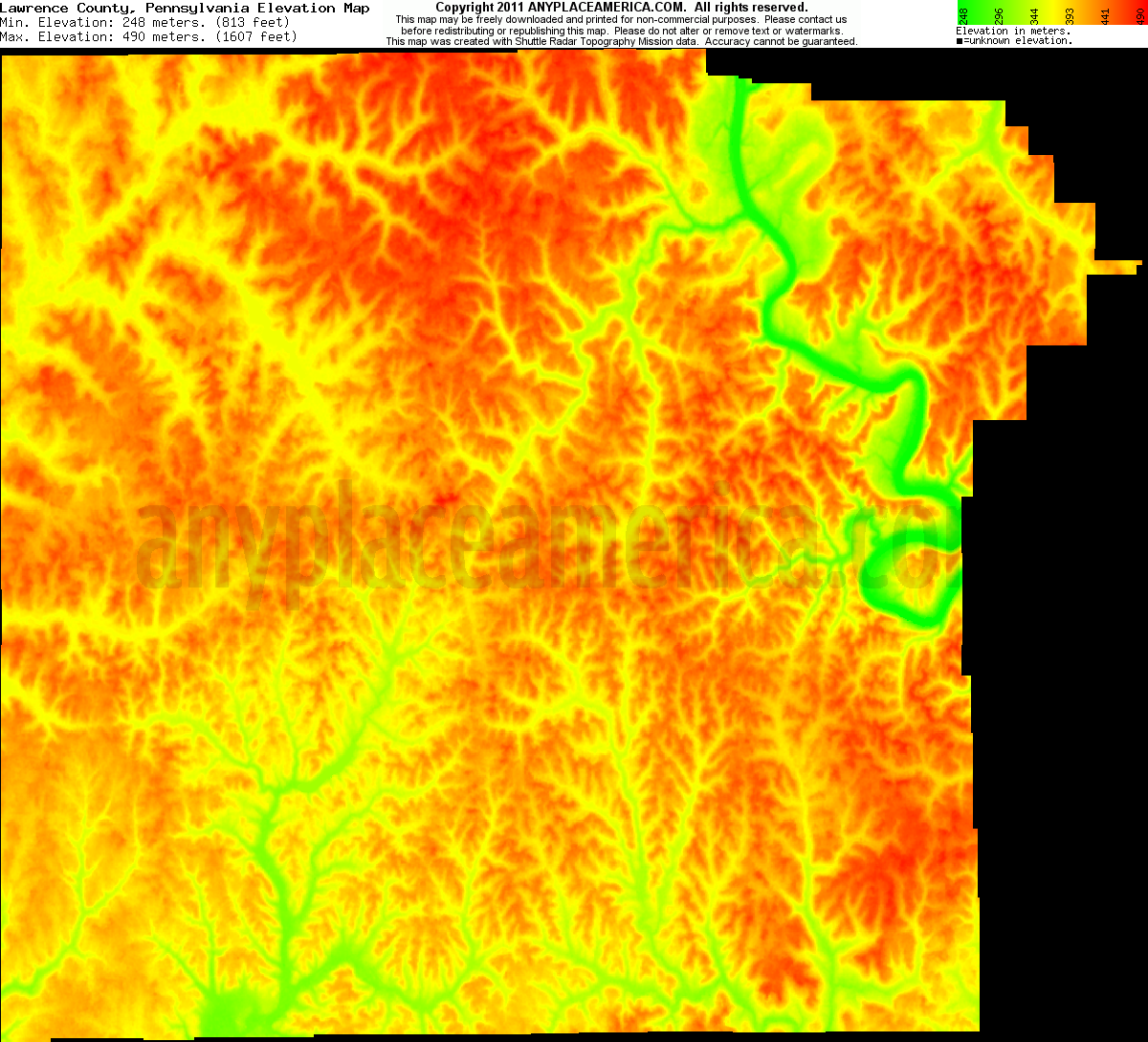 Free Lawrence County, Pennsylvania Topo Maps & Elevations