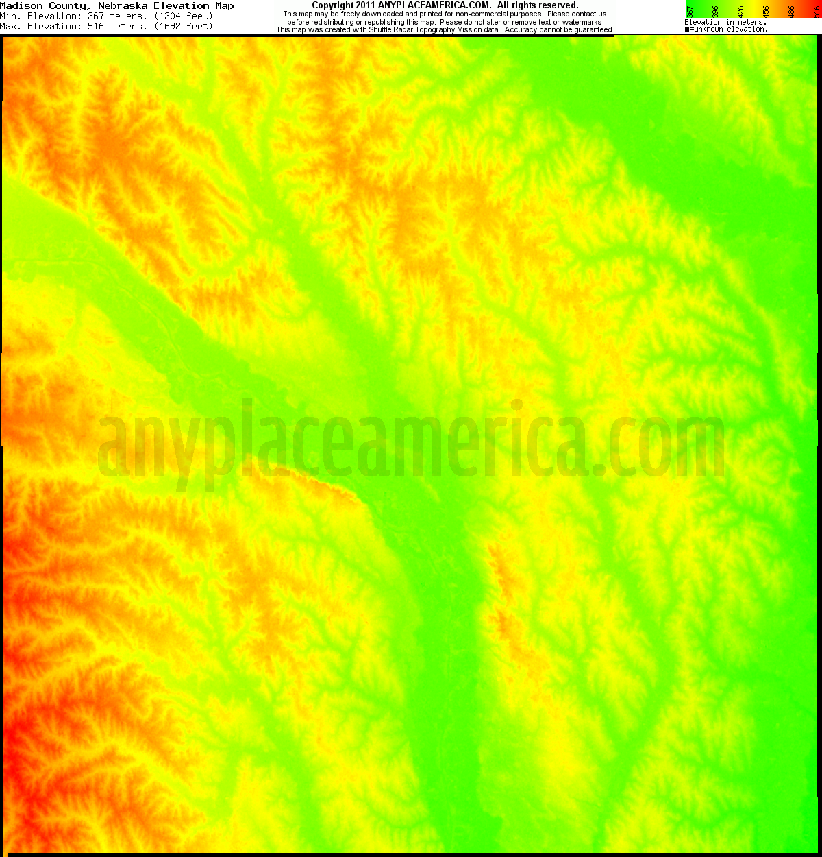 Free Madison County, Nebraska Topo Maps & Elevations