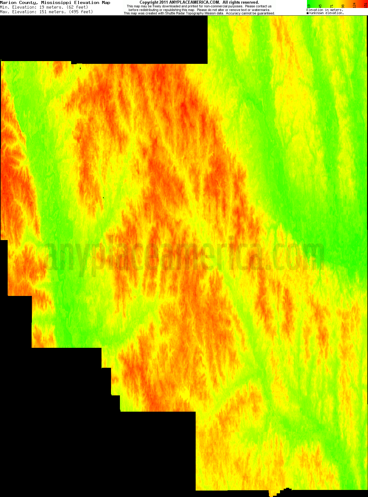 Free Marion County, Mississippi Topo Maps & Elevations