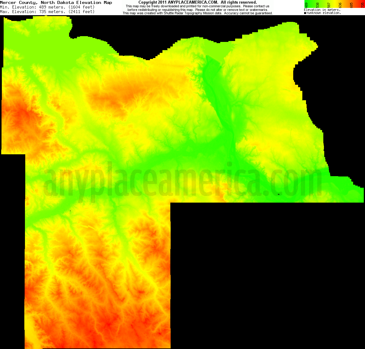 Free Mercer County, North Dakota Topo Maps & Elevations