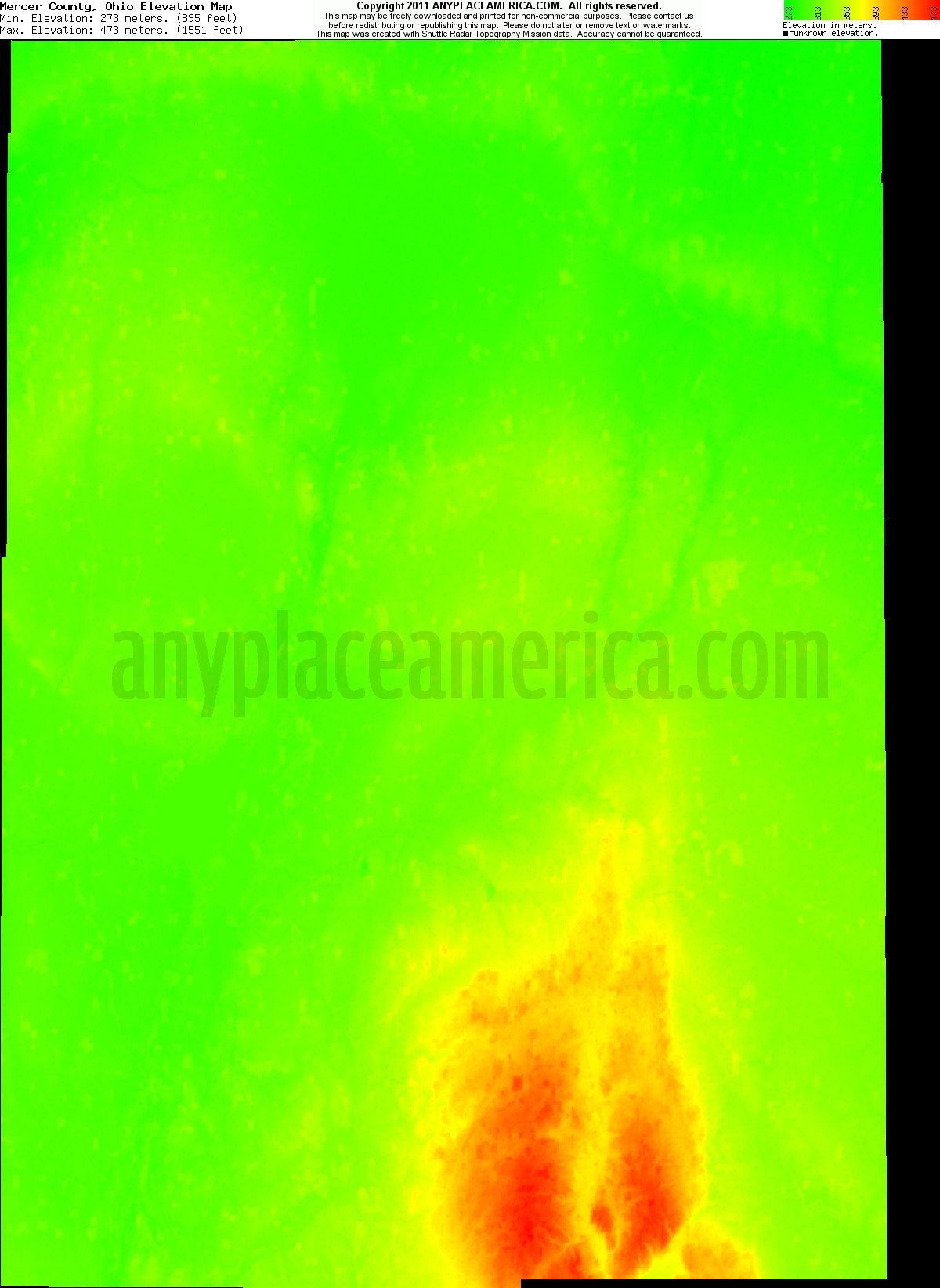 Free Mercer County, Ohio Topo Maps & Elevations