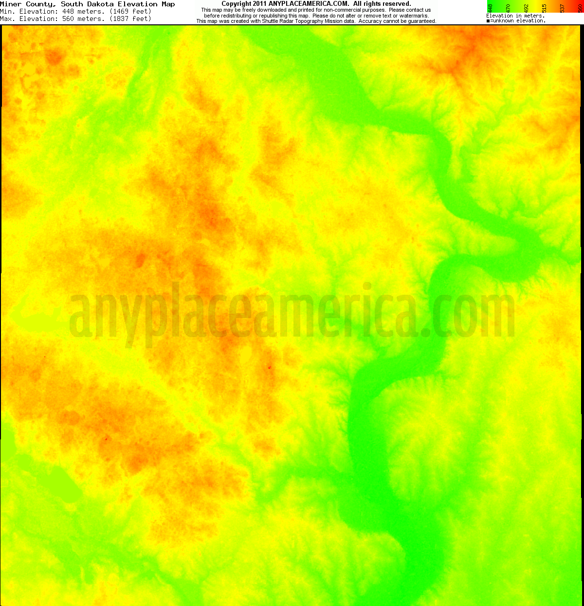 Free Miner County, South Dakota Topo Maps & Elevations