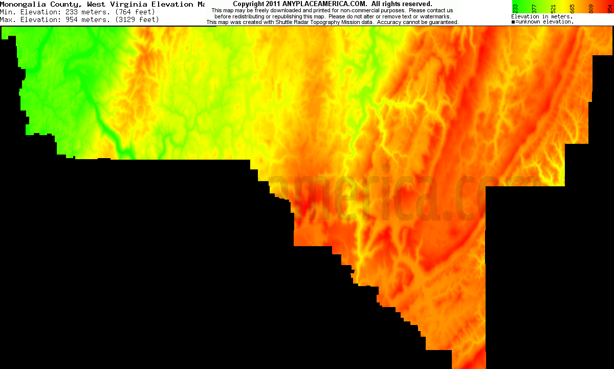 Free Monongalia County, West Virginia Topo Maps & Elevations