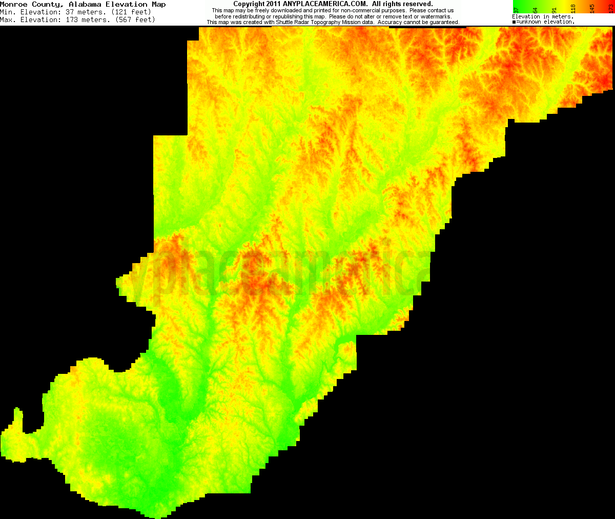Free Monroe County, Alabama Topo Maps & Elevations