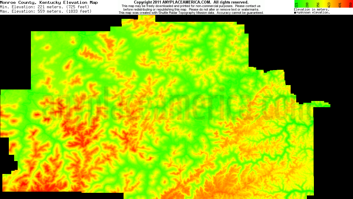 Free Monroe County, Kentucky Topo Maps & Elevations