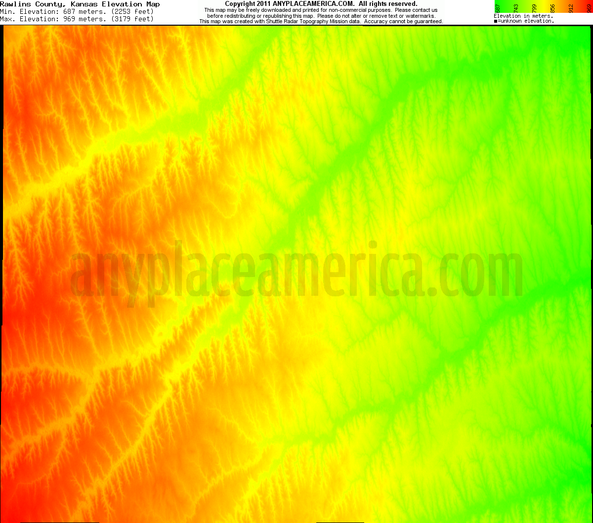 Free Rawlins County, Kansas Topo Maps & Elevations