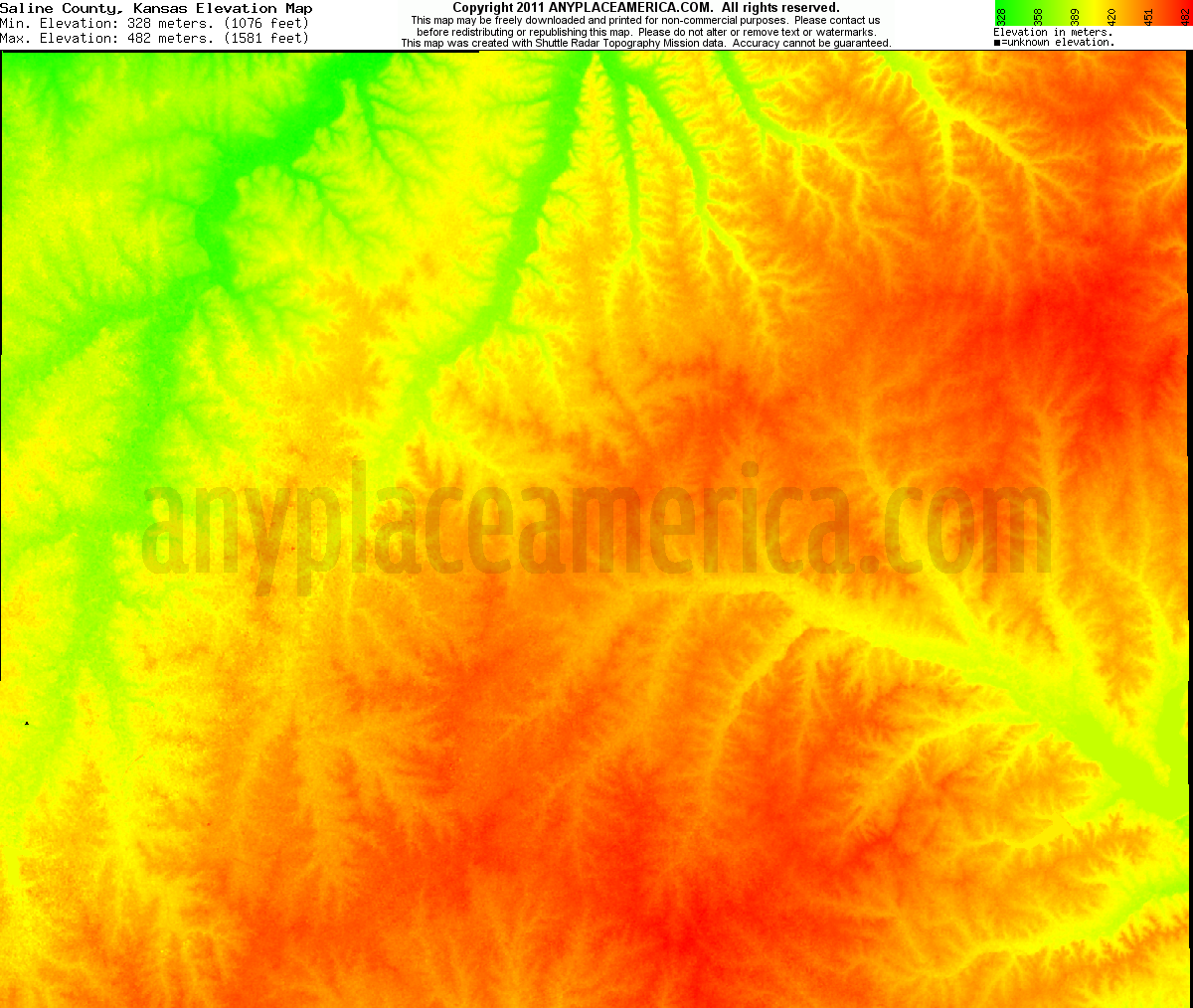 Free Saline County, Kansas Topo Maps & Elevations