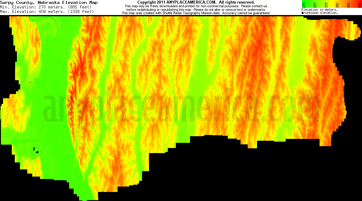 Free Sarpy County, Nebraska Topo Maps & Elevations