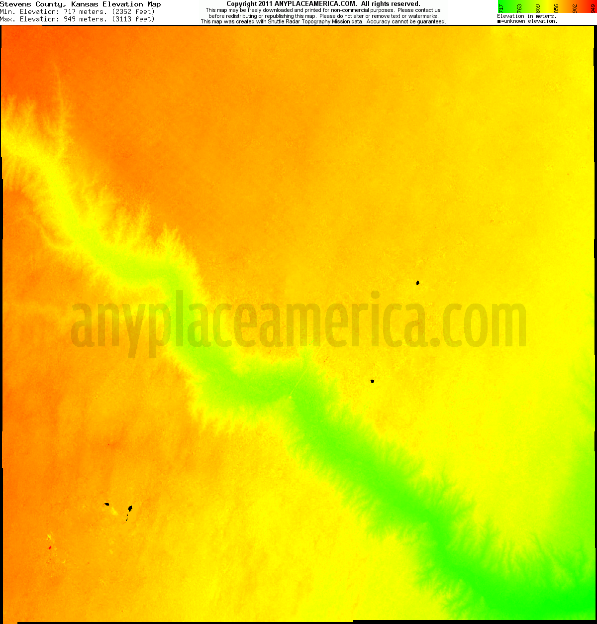 Free Stevens County, Kansas Topo Maps & Elevations