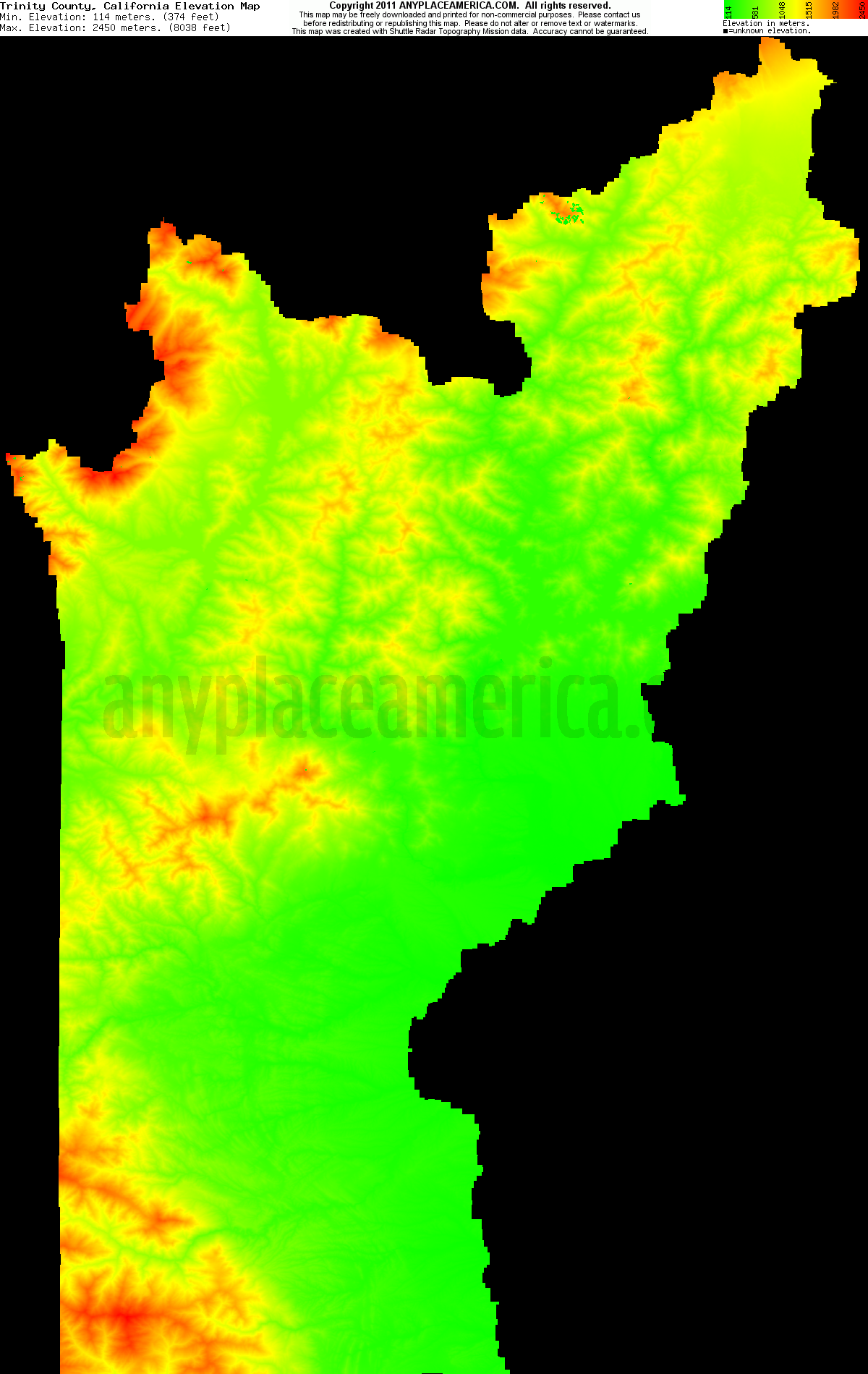 Free Trinity County, California Topo Maps & Elevations