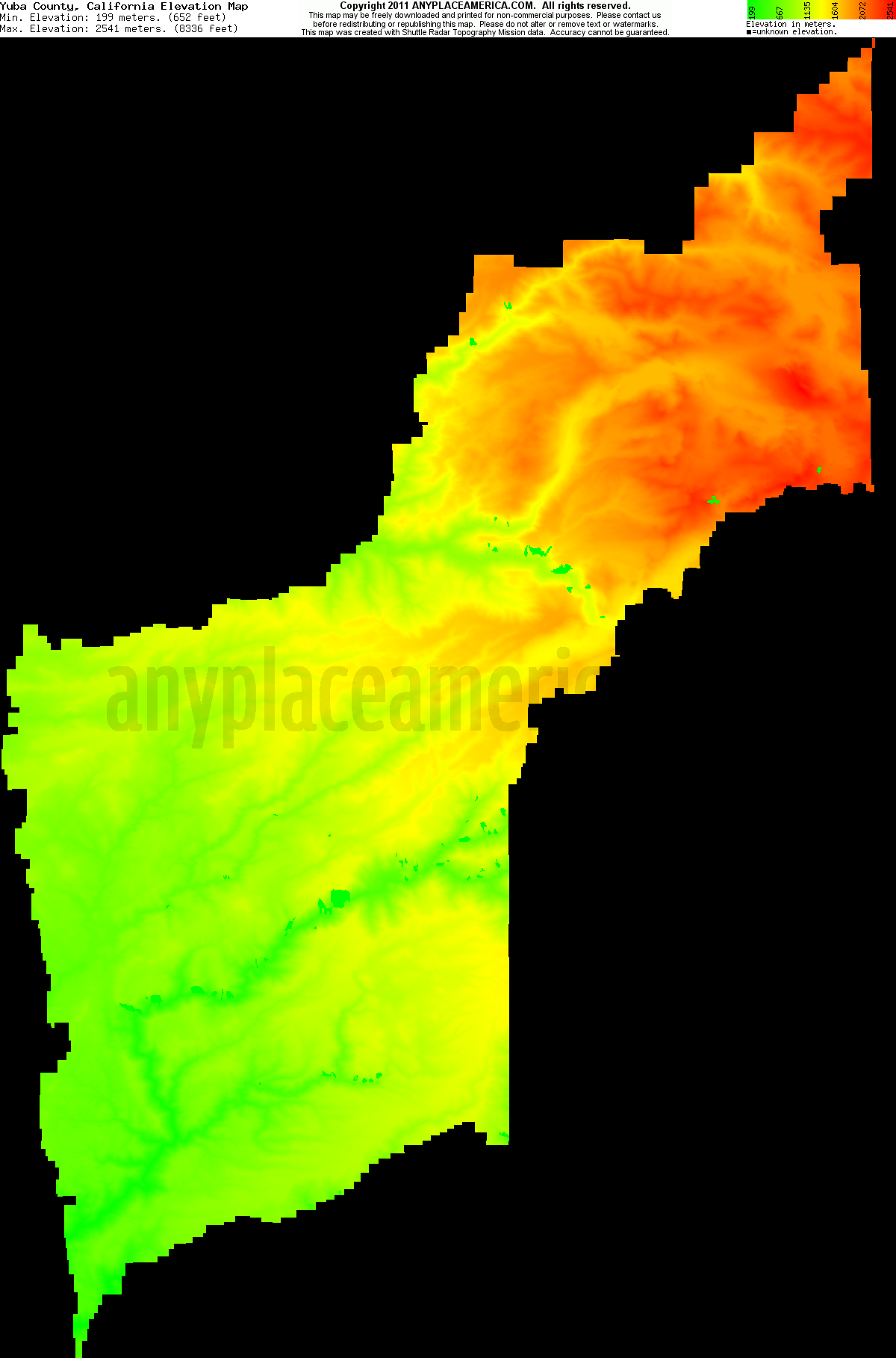 Free Yuba County, California Topo Maps & Elevations