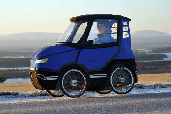 PodRide, a wild enclosed 3 or 4 wheeled e-bike that looks like a micro ...