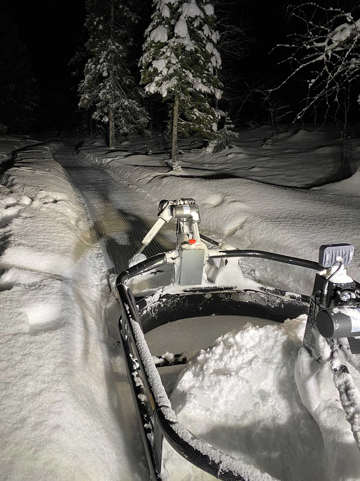 Snow Trail Groomer from Trailander maintains fat bike trails in winter