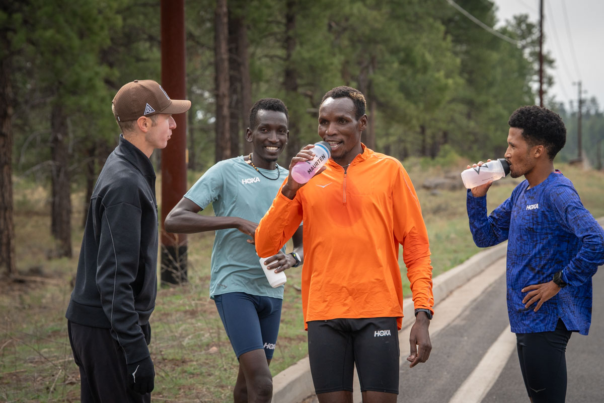 Wesley Kiptoo Alex Masai Adrian Wildschutt - smiles after workout – iRunFar