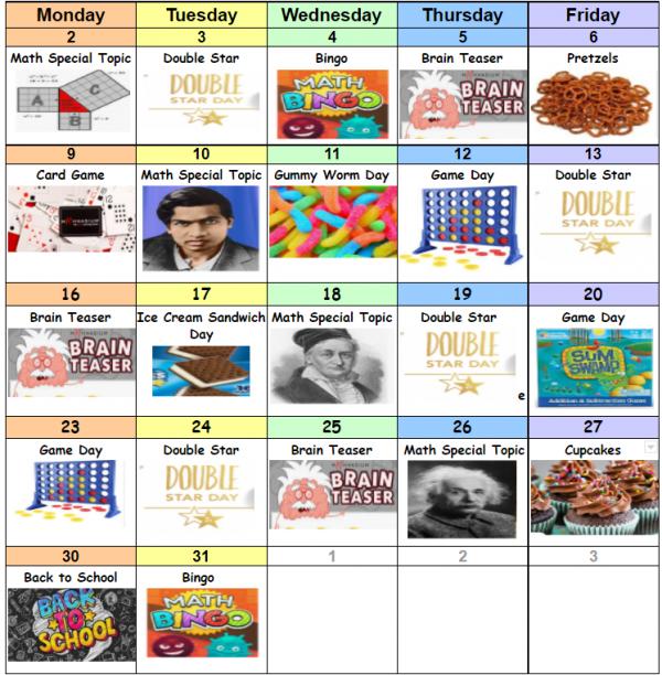 Summer Calendar -July/August 2021