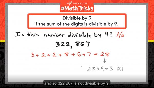 Mathnasium #MathTricks: Divisibility (Rule for 9s)