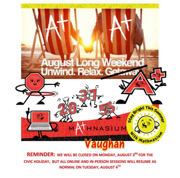 REMINDER: CIVIC HOLIDAY LONG WEEKEND!