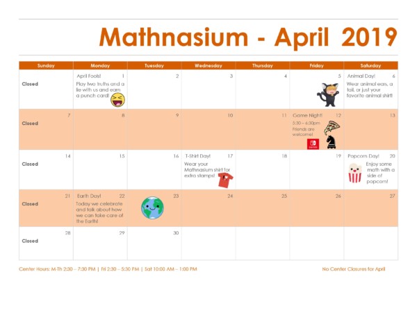 April 2019 Calendar