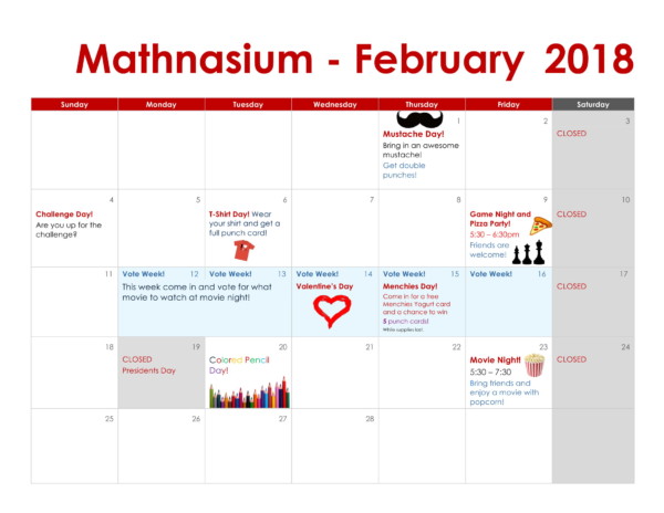 February 2018 Calendar