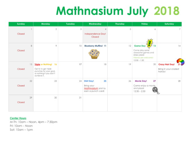 July 2018 Calendar