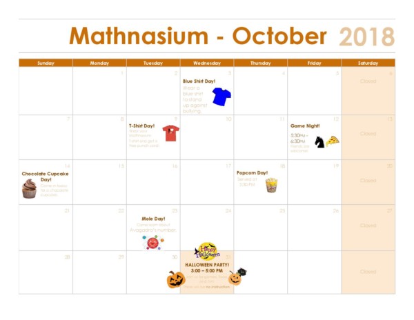 October 2018 Calendar