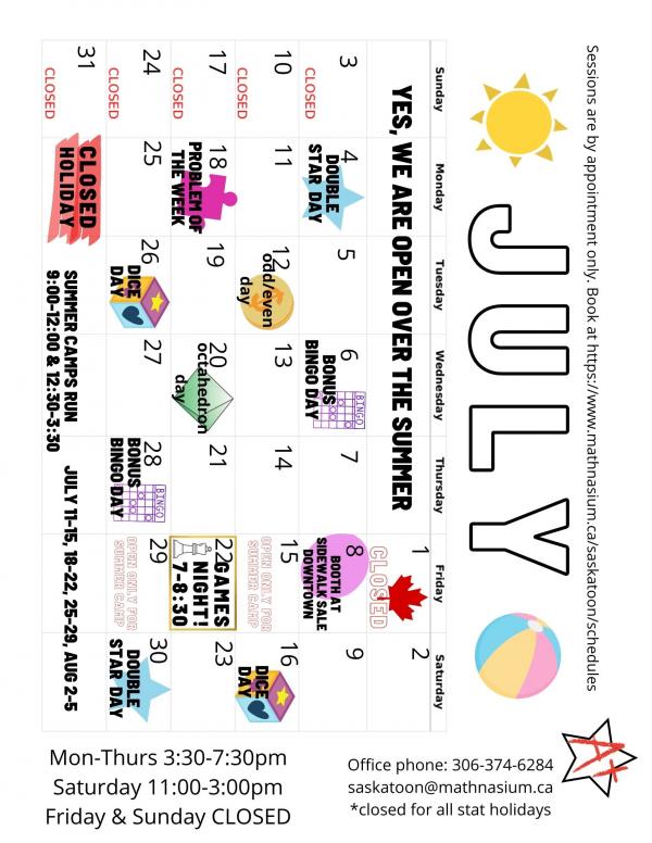 July Calendar 2022 | Mathnasium