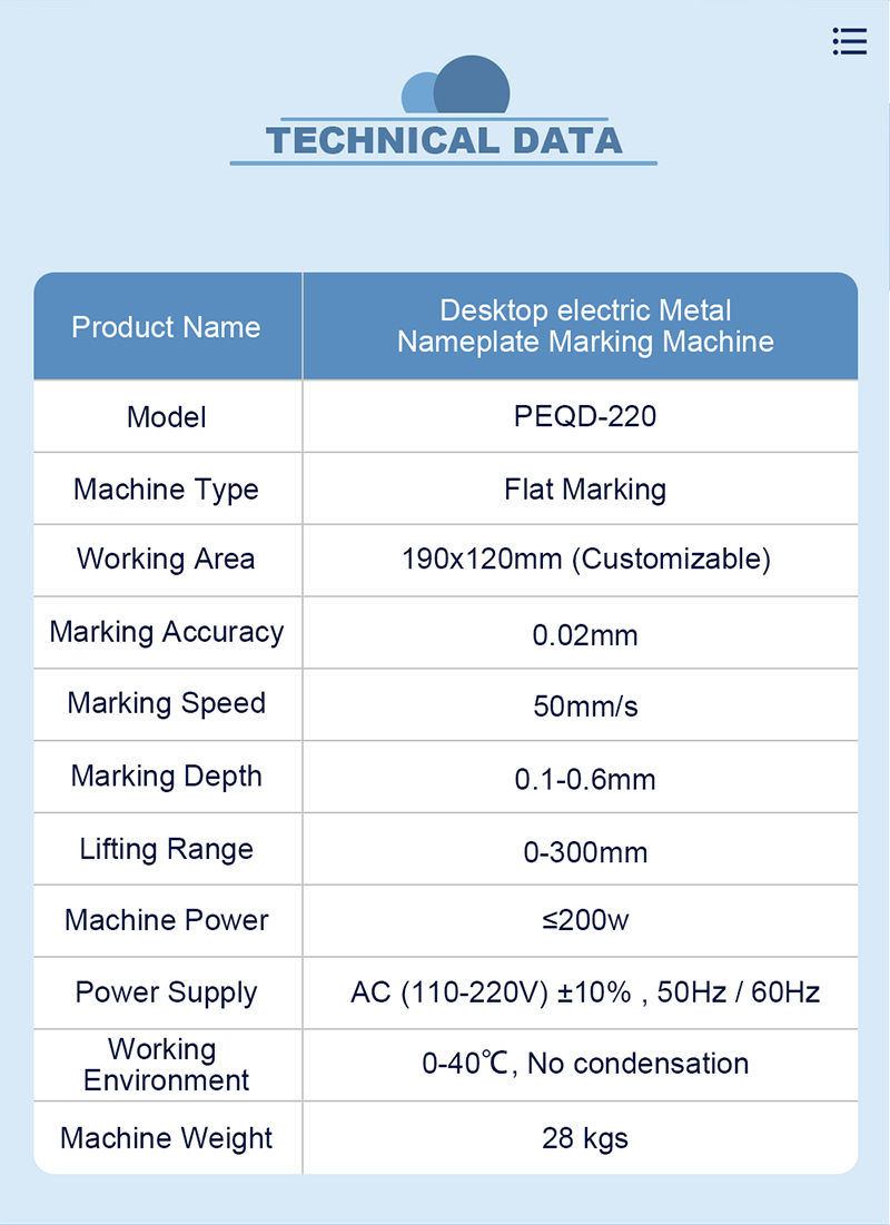 Desktop Electric Metal Nameplate Marking Machine