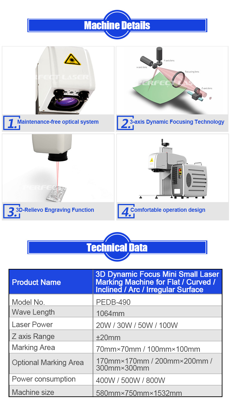 3D Dynamic Focus Mini Small Laser Marking Machine for Flat / Curved ...