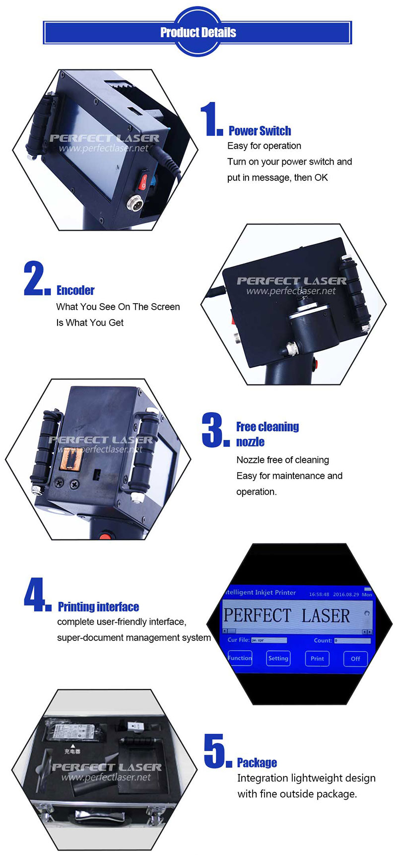 Perfect Laser small portable handheld inkjet printer marker