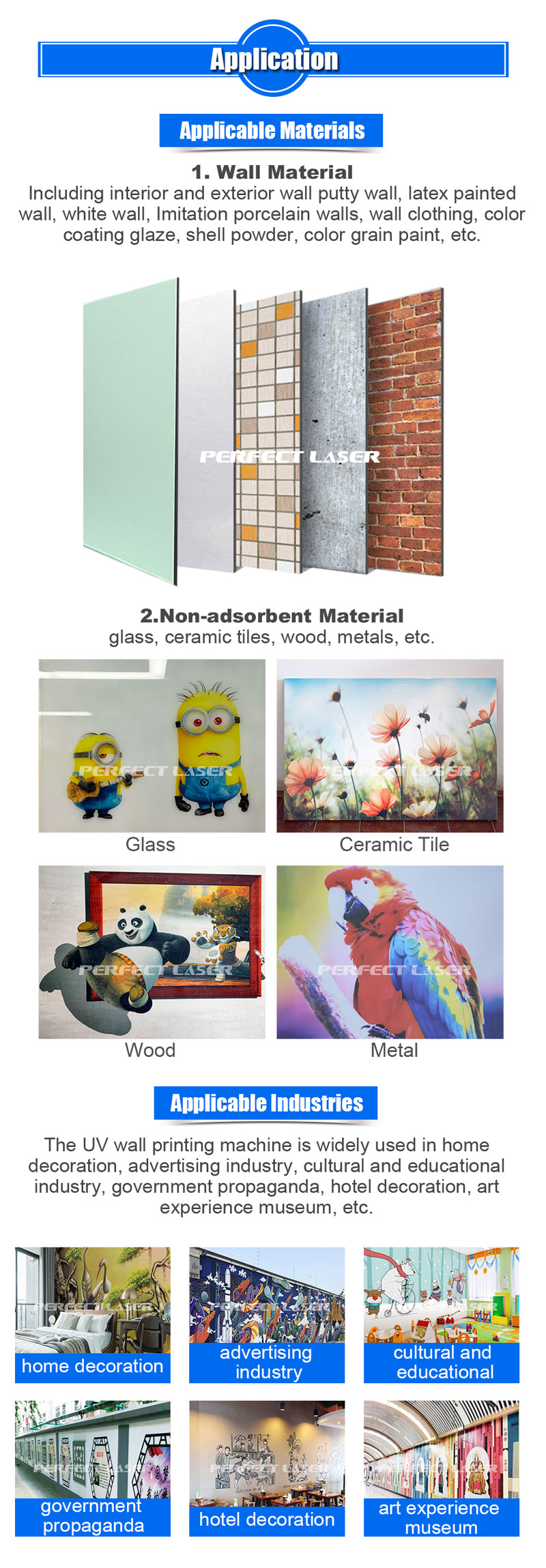 Perfect Laser High Resolution Vertical Type UV Wall Printer