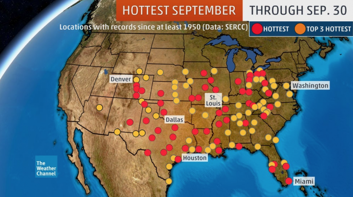 Dozens of U.S. Cities Had Their Hottest Septembers on Record
