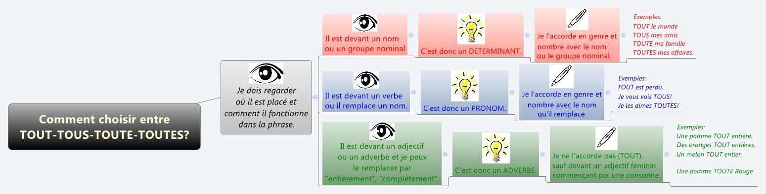 Comment choisir entre TOUT-TOUS-TOUTE-TOUTES? | MlleCouturier - Xmind