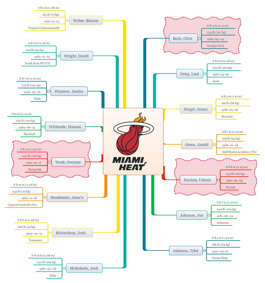 Miami Heat Roster | lindylam - Xmind