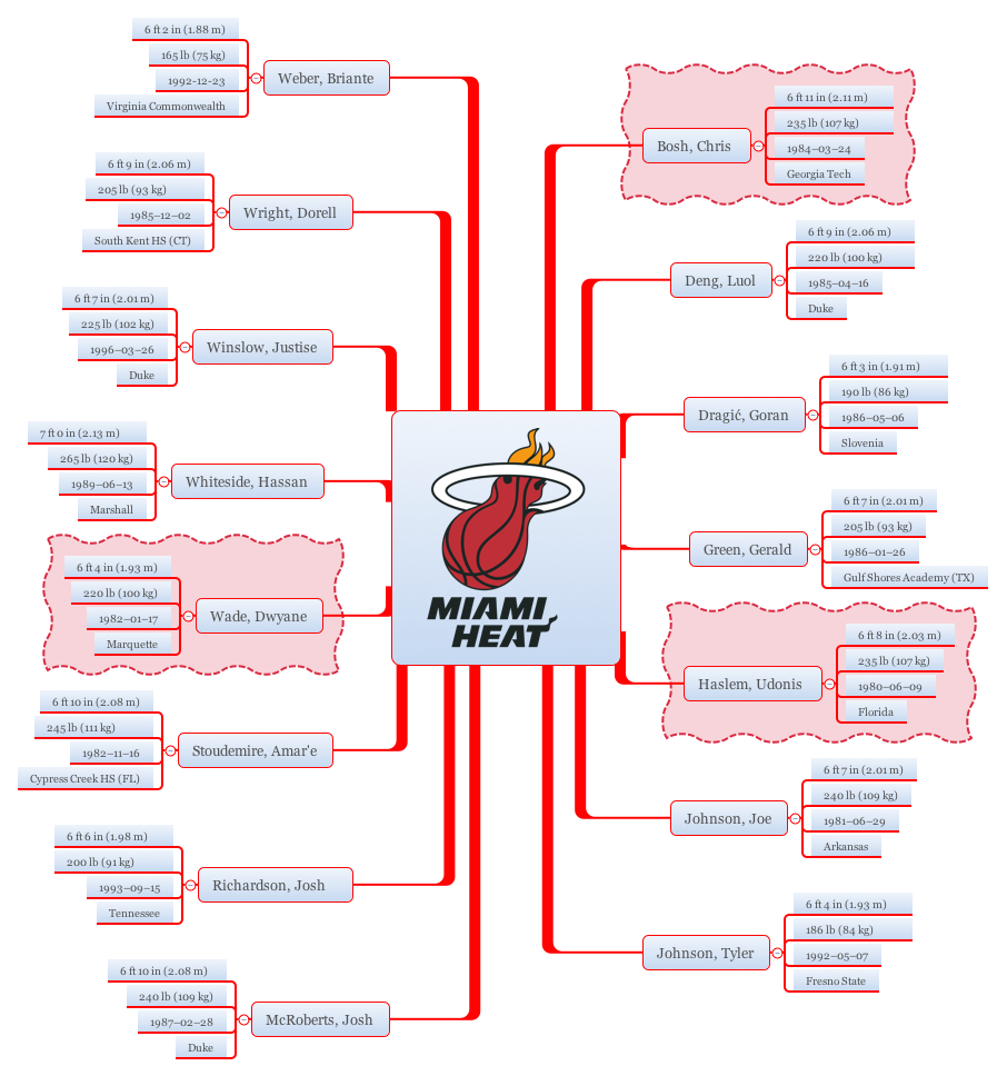 Miami Heat Roster | lindylam - Xmind
